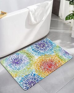 gogobebe super absorbent diatom mud mat boho watercolor floral summer quick-drying thin bath mat non-slip bathtub mat anti-skid rubber bathroom shower mat 20x32in