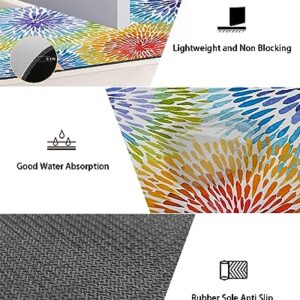 Gogobebe Super Absorbent Diatom Mud Mat Boho Watercolor Floral Summer Quick-Drying Thin Bath Mat Non-Slip Bathtub Mat Anti-Skid Rubber Bathroom Shower Mat 20x32in