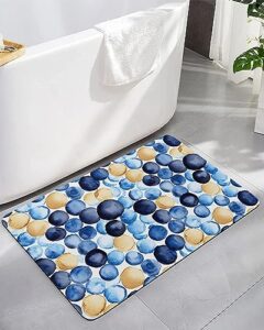 gogobebe super absorbent diatom mud mat blue brown watercolor macaron texture quick-drying thin bath mat non-slip bathtub mat anti-skid rubber bathroom shower mat 16x24in