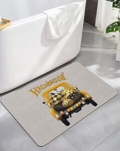 super absorbent diatom mud mat halloween gold polka dot pumpkin truck retro quick-drying thin bath mat non-slip bathtub mat anti-skid rubber bathroom shower mat 16x24in