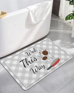 gogobebe super absorbent diatom mud mat wok this way kitchen sign gray checked quick-drying thin bath mat non-slip bathtub mat anti-skid rubber bathroom shower mat 16x24in