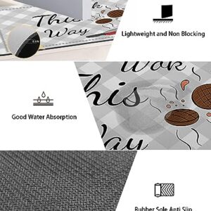 Gogobebe Super Absorbent Diatom Mud Mat Wok This Way Kitchen Sign Gray Checked Quick-Drying Thin Bath Mat Non-Slip Bathtub Mat Anti-Skid Rubber Bathroom Shower Mat 16x24in