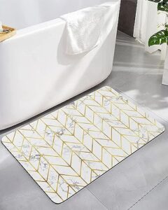 gogobebe super absorbent diatom mud mat abstract yellow geometric chevron marble texture quick-drying thin bath mat non-slip bathtub mat anti-skid rubber bathroom shower mat 16x24in