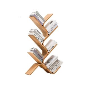 veramy 6 tier floor standing bookcase storage rack tree bookshelf bamboo book shelf large capacity bookshelf utility organizer shelves corner bookshelf for small space (color : natural)