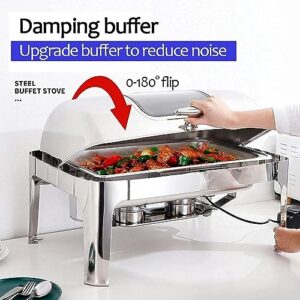 Stainless Steel Chafing Dishes, Electric Food Buffet Warmer, Rectangular Catering Chafer Warmer Set with Removable Warming Trays for Parties and Buffet 9L