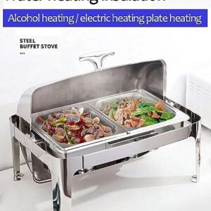 Stainless Steel Chafing Dishes, Electric Food Buffet Warmer, Rectangular Catering Chafer Warmer Set with Removable Warming Trays for Parties and Buffet 9L