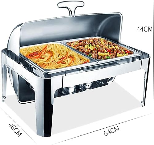 Stainless Steel Chafing Dishes, Electric Food Buffet Warmer, Rectangular Catering Chafer Warmer Set with Removable Warming Trays for Parties and Buffet 9L