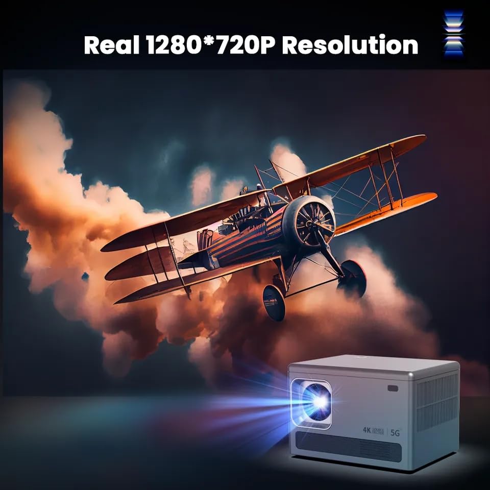 Transpeed Projector 300ANSI Android 10.0 Support 4K include Bracket 12000 lumens BT5.2 1280*720P Home Theater Outdoor Projetor Compatible with Android/iOS/Windows/TV Stick/HDMI/USB