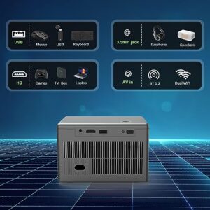 Transpeed Projector 300ANSI Android 10.0 Support 4K include Bracket 12000 lumens BT5.2 1280*720P Home Theater Outdoor Projetor Compatible with Android/iOS/Windows/TV Stick/HDMI/USB