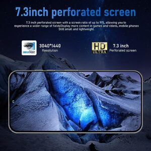 RAYPUR New i15 Pro Max Cellphones, 7.3Inch Telefone, 6800mAh, 16 1TB Smartphone, 4G/5G Unlock Mobile Phones, 72 Million 108 Million Pixels,Blue-1TB