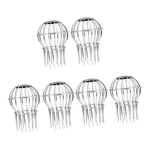 DOITOOL 6 pcs Gutter Cap Cover Pipe for Leaf Rooftop Line Strainers Other Guards Filter Down Tool Drain Round to Anti- Guard Roof Outdoor Stainless Net Extensions Fallen Leaves