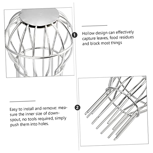 DOITOOL 6 pcs Gutter Cap Cover Pipe for Leaf Rooftop Line Strainers Other Guards Filter Down Tool Drain Round to Anti- Guard Roof Outdoor Stainless Net Extensions Fallen Leaves