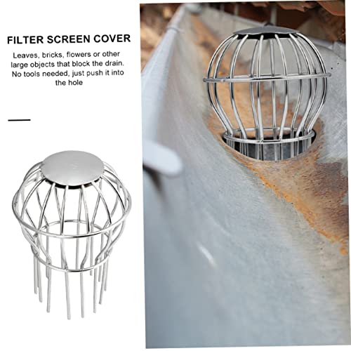 DOITOOL 6 pcs Gutter Cap Cover Pipe for Leaf Rooftop Line Strainers Other Guards Filter Down Tool Drain Round to Anti- Guard Roof Outdoor Stainless Net Extensions Fallen Leaves