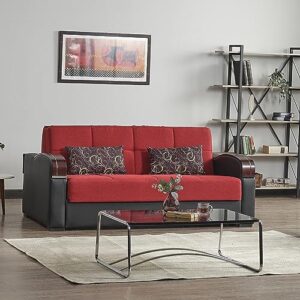 sweethome stores 74" pull bed with storage, firm, fabric, 650 lbs capacity, sleeper sofa, futon for living room or home office convertible couch, dormirclack sofabed, red