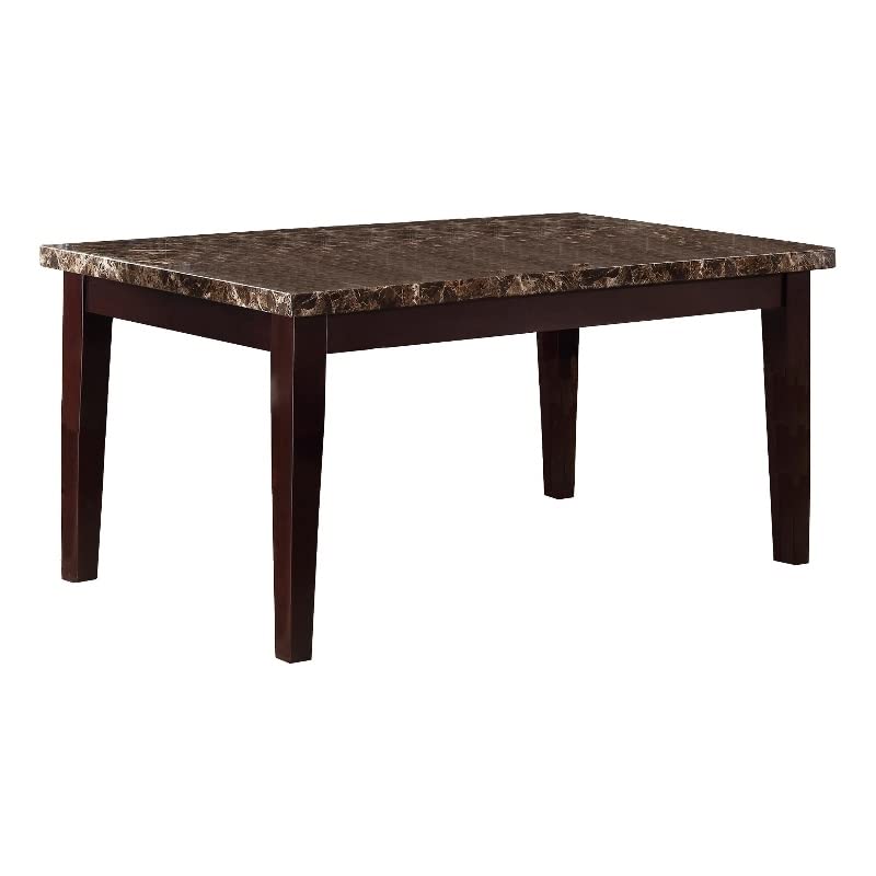 Pemberly Row Rectangular Faux Marble Top Dining Table Espresso Brown