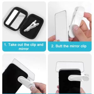 Smartphone Camera Mirror Reflection Clip Kit, 2023 New Adjustable Mirror Reflection for Phone Camera, Travel Mobile Phone Reflector Shooting Supplies with Storage Bag, 2 Set White