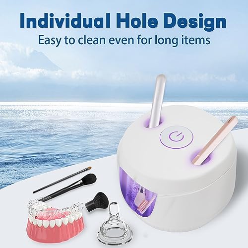 Ultrasonic Retainer Cleaner Machine,Ultrasonic UV Dental Cleaner,45kHz Ultrasonic Cleaner for Dentures,Retainer,Aligner,Night Guard,Toothbrush Heads,Dental Appliance,200ML Ultrasonic Jewelry Cleaner