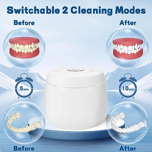 Ultrasonic Retainer Cleaner Machine,Ultrasonic UV Dental Cleaner,45kHz Ultrasonic Cleaner for Dentures,Retainer,Aligner,Night Guard,Toothbrush Heads,Dental Appliance,200ML Ultrasonic Jewelry Cleaner