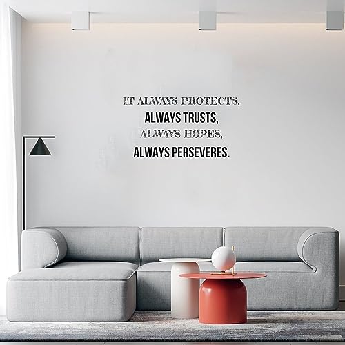 Vinyl Wall Quotes Stickers It Always Protects Always Trusts Always Hopes Always Perseveres Cute Wall Decals Home Wall Decor Prayer Religious Quotes Wall Decal for Living Room Kitchen Backdrops Outdoor