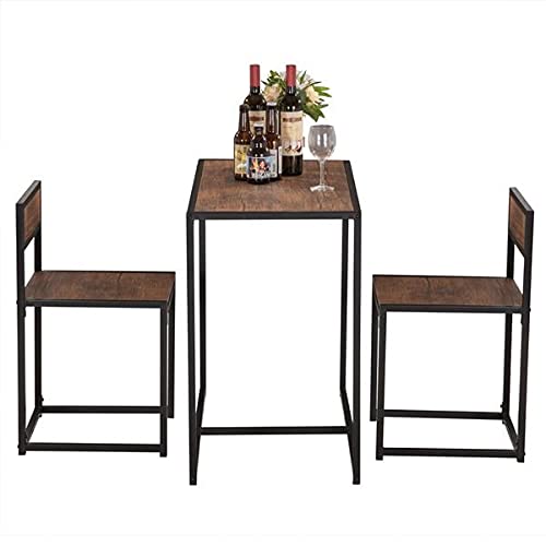 KFJBX Elm Wood Simple Dining Table Set Breakfast Table and Chair Three-Piece [90x47x75.5cm] Kitchen Room Furniture