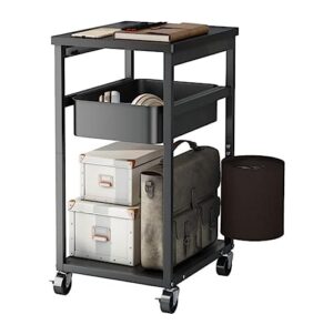 lostis storage trolley rolling cart utility cart metal kitchen storage cart with lockable wheels and trash basket rolling cart snack storage trolley bedroom kitchen storage cart rolling storage cart