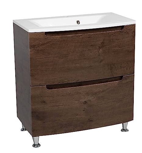 Sample of Cabinet Finish | Modern Free Standing Bathroom Vanity with Washbasin | Delux Rosewood Collection | Non-Toxic Fire-Resistant MDF-Omega Collection 24"