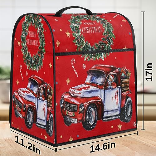 Christmas Wreath Cars Stand Mixer Cover Foldable with Zipper and Handle Dust Cover Compatible With 6-8 Quart Kitchen Mixers Fits All Tilt Head & Bowl Lift Models