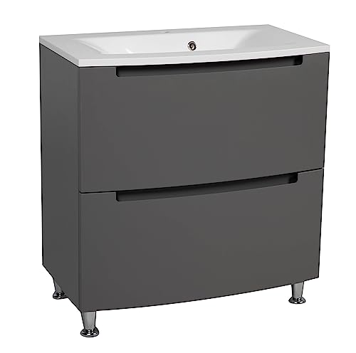 Sample of Cabinet Finish | Modern Free Standing Bathroom Vanity with Washbasin | Delux Gray Matte Collection | Non-Toxic Fire-Resistant MDF-Simple Collection 24"