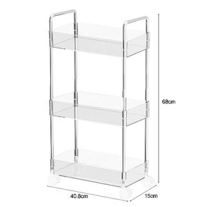 Meideli Storage Cabinet Rolling Cart Clear Bathroom Organizer Cart Storage Shelf Multi Layers Large Capacity Moveable Laundry Room Kitchen Organization Rack (Triple Layer, Atrovirens)