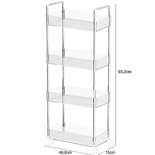 Meideli Storage Cabinet Rolling Cart Clear Bathroom Organizer Cart Storage Shelf Multi Layers Large Capacity Moveable Laundry Room Kitchen Organization Rack (Triple Layer, Atrovirens)