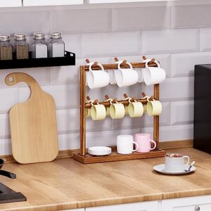 Puricon 2 Pack Tea Bag Organizer Clear Acrylic Tea Storage Box with Lid Bundle with Mug Holder Organizer Coffee Cup Rack for Countertop