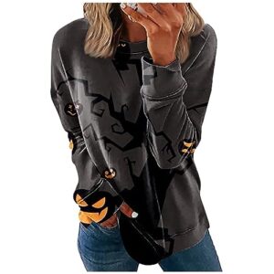 long sleeve t shirts for women tight tank tops for women gifts for 18 year old girl women crewneck sweatshirt halloween town sweatshirt fashion clothes for women（1-gray,x-large）