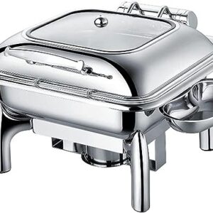 6 L Chafing Dish Set, Stainless Steel Buffet Server Warming Tray with Water Pan & Fuel Holders, for Restaurant Catering Parties Weddings Picnics Food Warmer (Color : Silver)