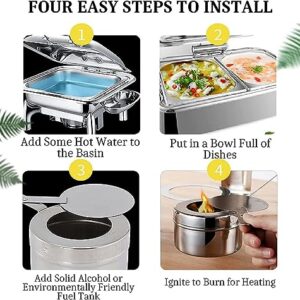 6 L Chafing Dish Set, Stainless Steel Buffet Server Warming Tray with Water Pan & Fuel Holders, for Restaurant Catering Parties Weddings Picnics Food Warmer (Color : Silver)