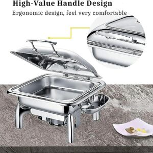 6 L Chafing Dish Set, Stainless Steel Buffet Server Warming Tray with Water Pan & Fuel Holders, for Restaurant Catering Parties Weddings Picnics Food Warmer (Color : Silver)