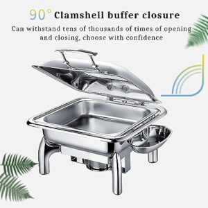 6 L Chafing Dish Set, Stainless Steel Buffet Server Warming Tray with Water Pan & Fuel Holders, for Restaurant Catering Parties Weddings Picnics Food Warmer (Color : Silver)