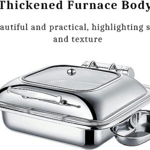 6 L Chafing Dish Set, Stainless Steel Buffet Server Warming Tray with Water Pan & Fuel Holders, for Restaurant Catering Parties Weddings Picnics Food Warmer (Color : Silver)