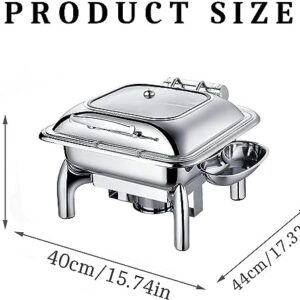 6 L Chafing Dish Set, Stainless Steel Buffet Server Warming Tray with Water Pan & Fuel Holders, for Restaurant Catering Parties Weddings Picnics Food Warmer (Color : Silver)