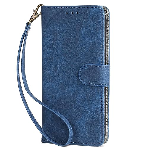 Case Compatible with Infinix Hot 20S X6827,Leather Case with Card Slot.Wallet Design,RFID Protection.Standable Flip Case Blue