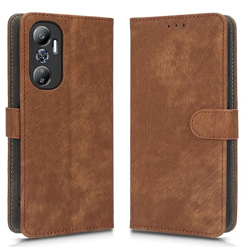 Case Compatible with Infinix Hot 20 4G X6826,Leather Case with Card Slot.Wallet Design,RFID Protection.Standable Flip Case Brown