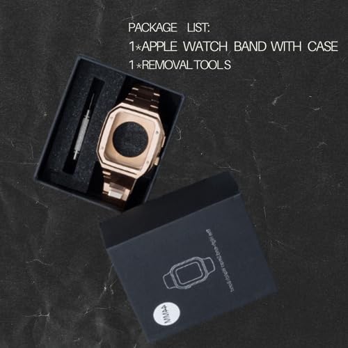 High-end Luxury Stainless Steel Metal Watch Case with Band Compatible with Apple Watch Band Series 4 5 6 7 8 Ultra 40mm 41mm 44mm 45mm 49mm for Women Men