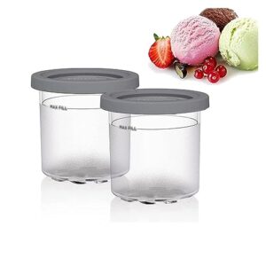 evanem 2/4/6pcs creami deluxe pints, for creami ninja,16 oz creami deluxe airtight,reusable compatible nc301 nc300 nc299amz series ice cream maker,gray-4pcs