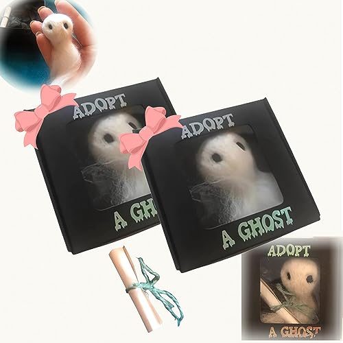 Renyqatt 2PCS Adopt A Ghost, 2024 Super Cute Little Pocket Ghost with A Tiny Scroll, Mini Plush Stuffed Ghost Doll, Creative Gift for Ghost Stories, Halloween Decoration Lovers