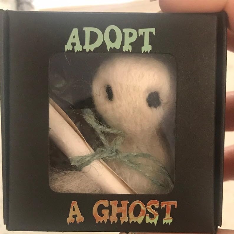 Renyqatt 2PCS Adopt A Ghost, 2024 Super Cute Little Pocket Ghost with A Tiny Scroll, Mini Plush Stuffed Ghost Doll, Creative Gift for Ghost Stories, Halloween Decoration Lovers