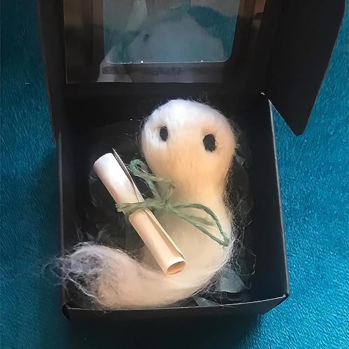 Renyqatt 2PCS Adopt A Ghost, 2024 Super Cute Little Pocket Ghost with A Tiny Scroll, Mini Plush Stuffed Ghost Doll, Creative Gift for Ghost Stories, Halloween Decoration Lovers