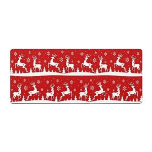 Christmas Deer Bath Mat for Tub,Non Slip Bathroom Floor Runner Rug Quick Dry & Absorbent Diatomaceous Earth Shower Sink Bedroom Kitchen Washable Doormat,Xmas Winter Snowflake Reindeer Red Tree 20"x47"