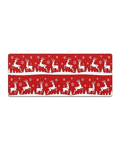 Christmas Deer Bath Mat for Tub,Non Slip Bathroom Floor Runner Rug Quick Dry & Absorbent Diatomaceous Earth Shower Sink Bedroom Kitchen Washable Doormat,Xmas Winter Snowflake Reindeer Red Tree 20"x47"