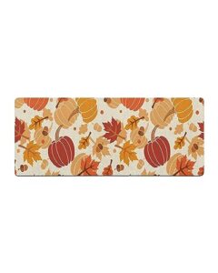 farm rustic pumpkins bath mat for tub,non slip bathroom floor runner rug quick dry & absorbent diatomaceous earth shower sink bedroom kitchen washable doormat,thanksgiving autumn maple leaves 16"x47"