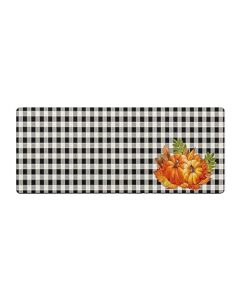 buffalo plaid black bath mat for tub,non slip bathroom floor runner rug quick dry & absorbent diatomaceous earth shower sink kitchen washable doormat,thanksgiving pumpkin orange watercolor 20"x47"