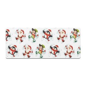 Christmas Bath Mat for Tub,Non Slip Bathroom Floor Runner Rug Quick Dry & Absorbent Diatomaceous Earth Shower Sink Kitchen Washable Doormat,Winter Xmas Elf Penguin Santa Claus Red White 18"x47"